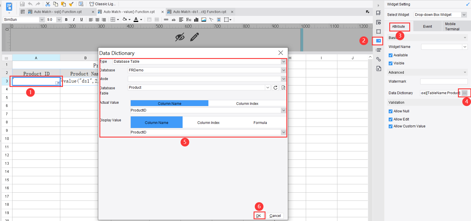 Auto Data Matches Based on Widget Values-FineReport Help Document