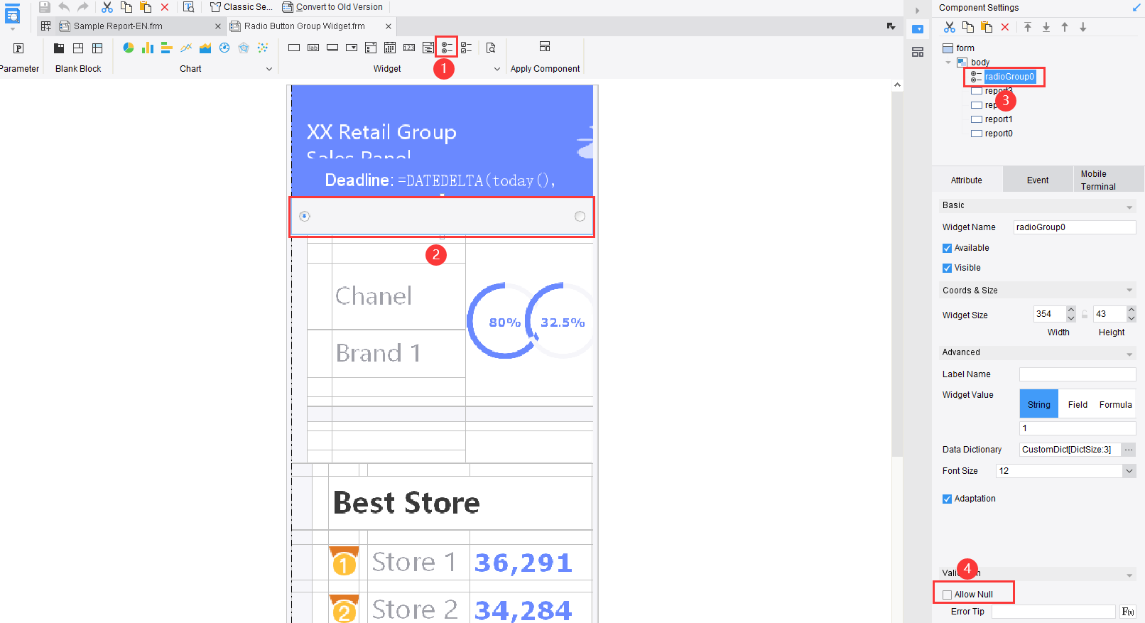 [General] Mobile Style of the Radio Button Group-FineReport Help Document