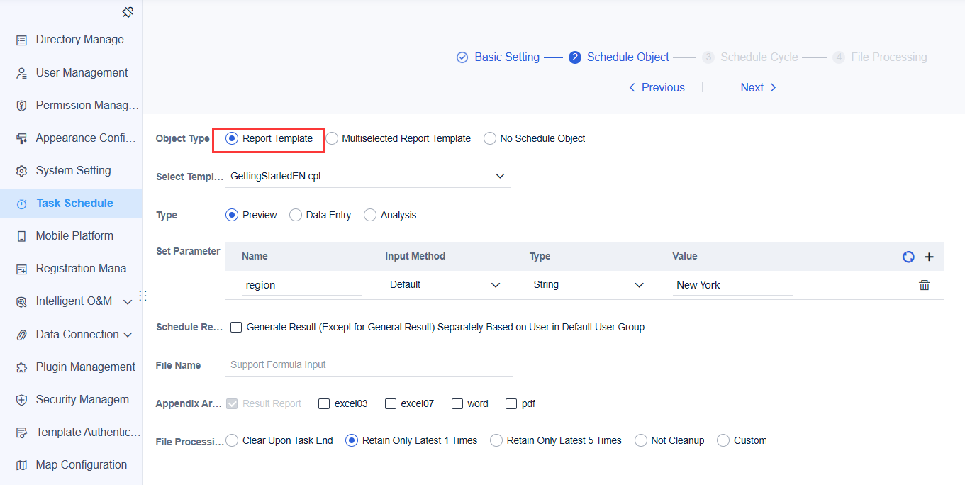 Task Schedule Setting-FineReport Help Document