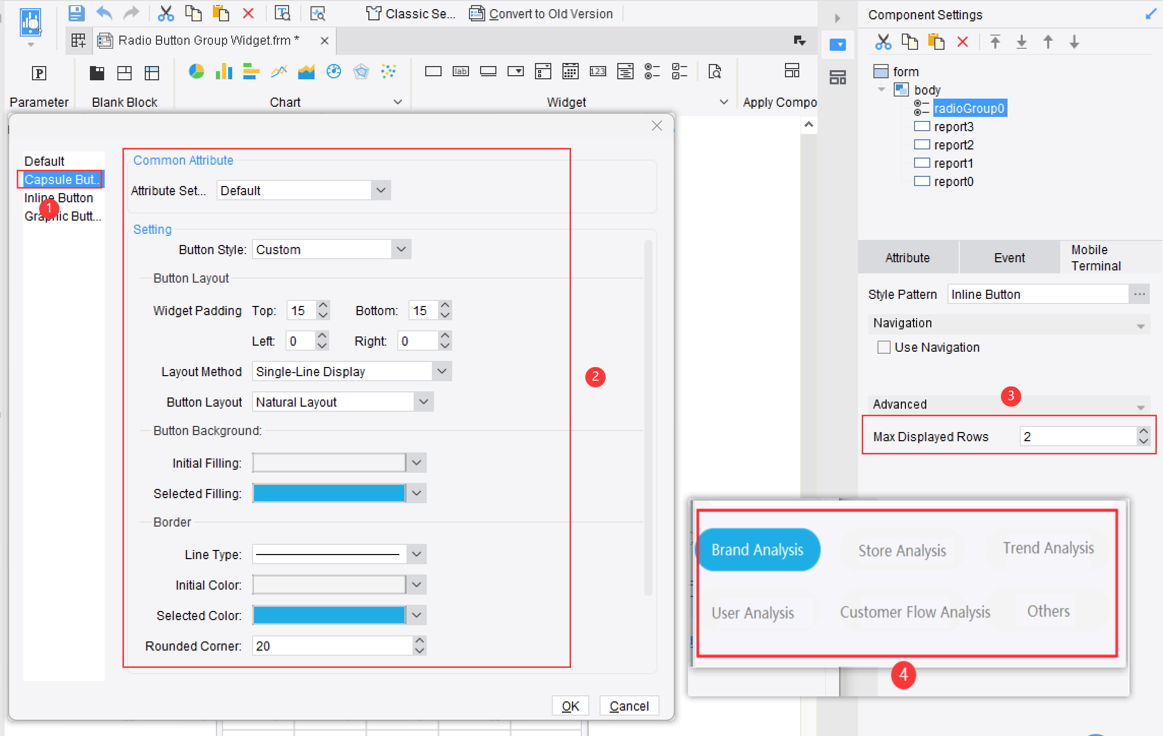 [General] Mobile Style of the Radio Button Group-FineReport Help Document