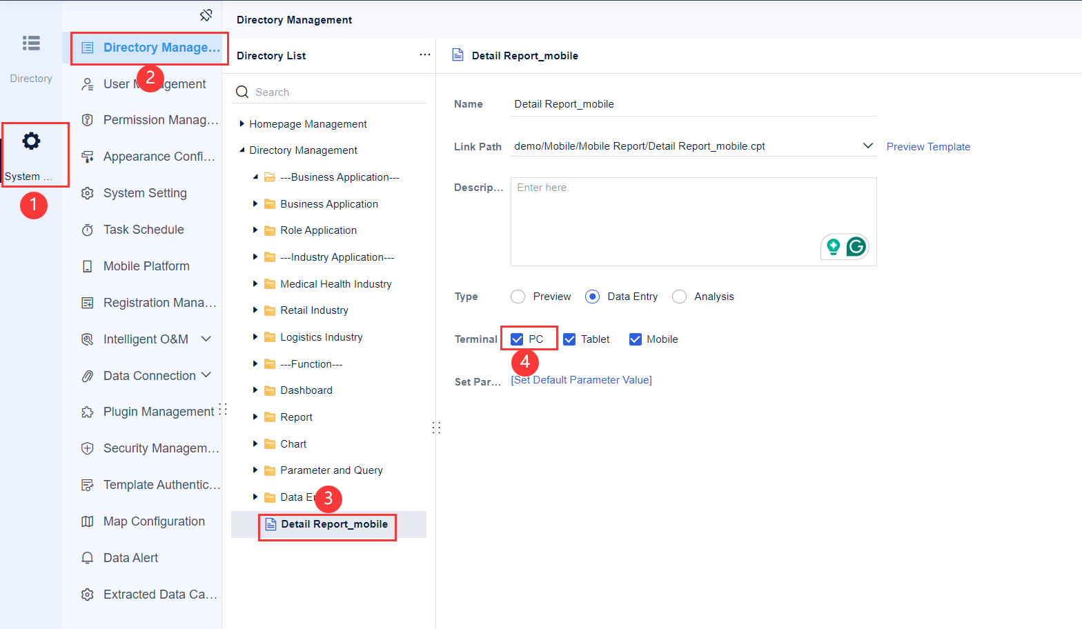 Accessing the Report/Project on the HTML5 Terminal-FineReport Help Document