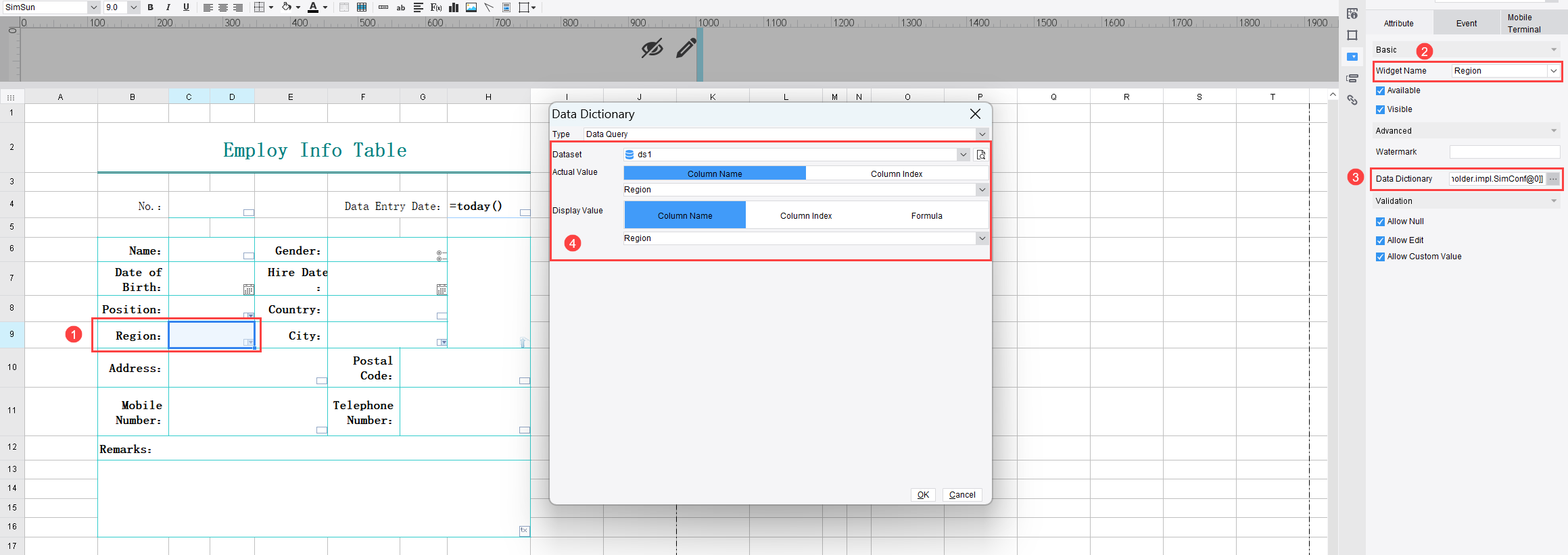 Data Dictionary Linkage of Data Entry Widgets-FineReport Help Document