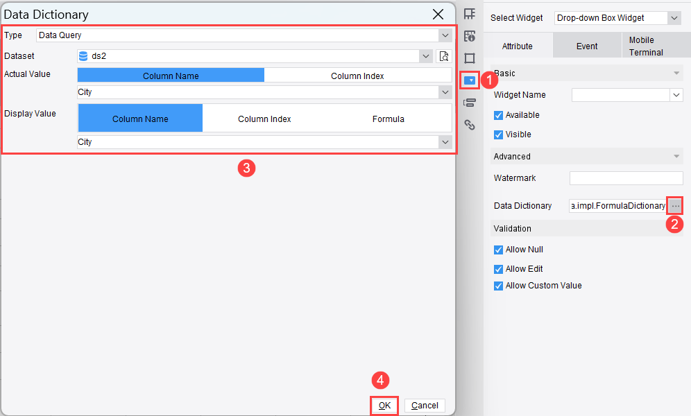 Data Dictionary Linkage of Data Entry Widgets-FineReport Help Document