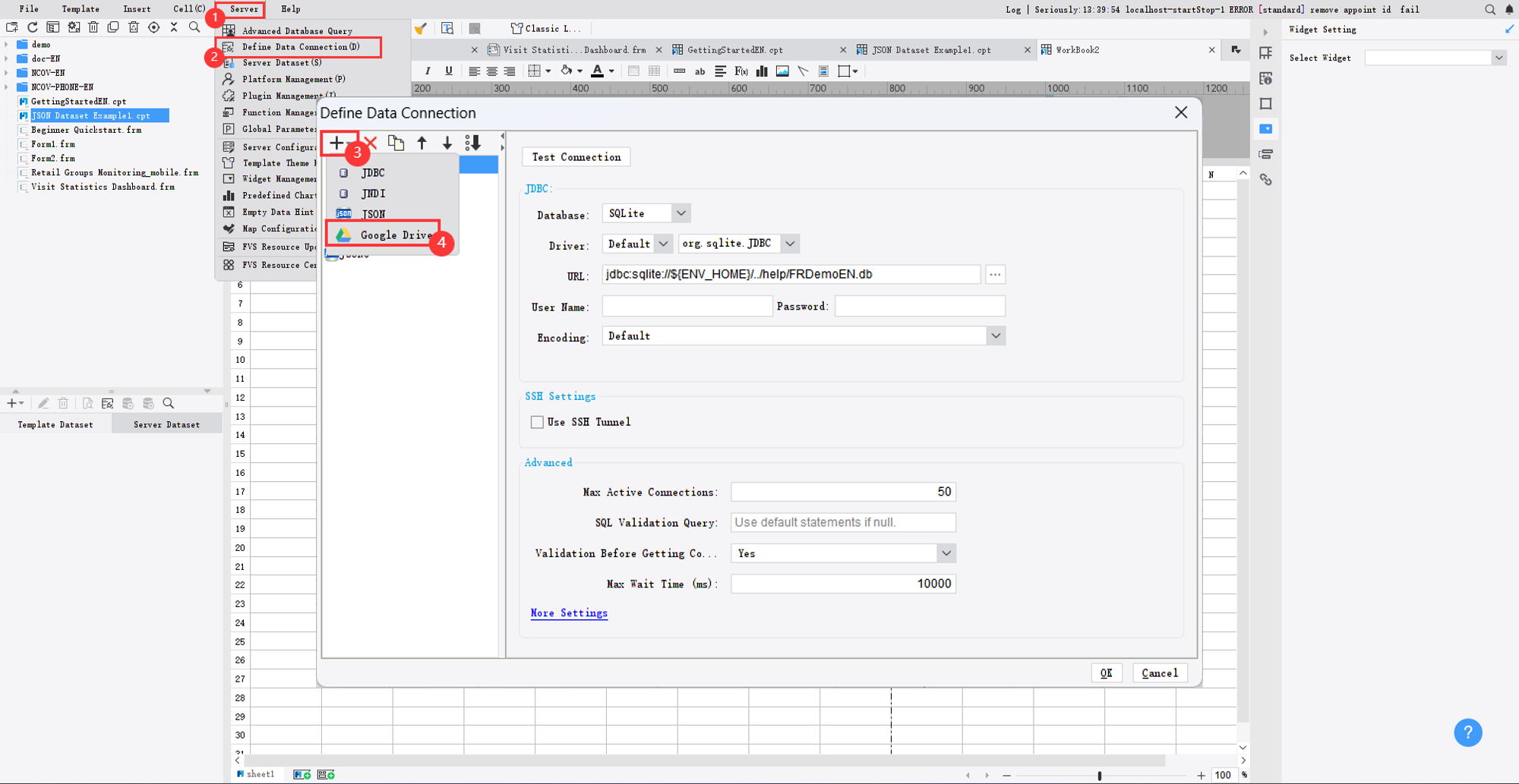 Data Connection to Google Sheets-FineReport Help Document