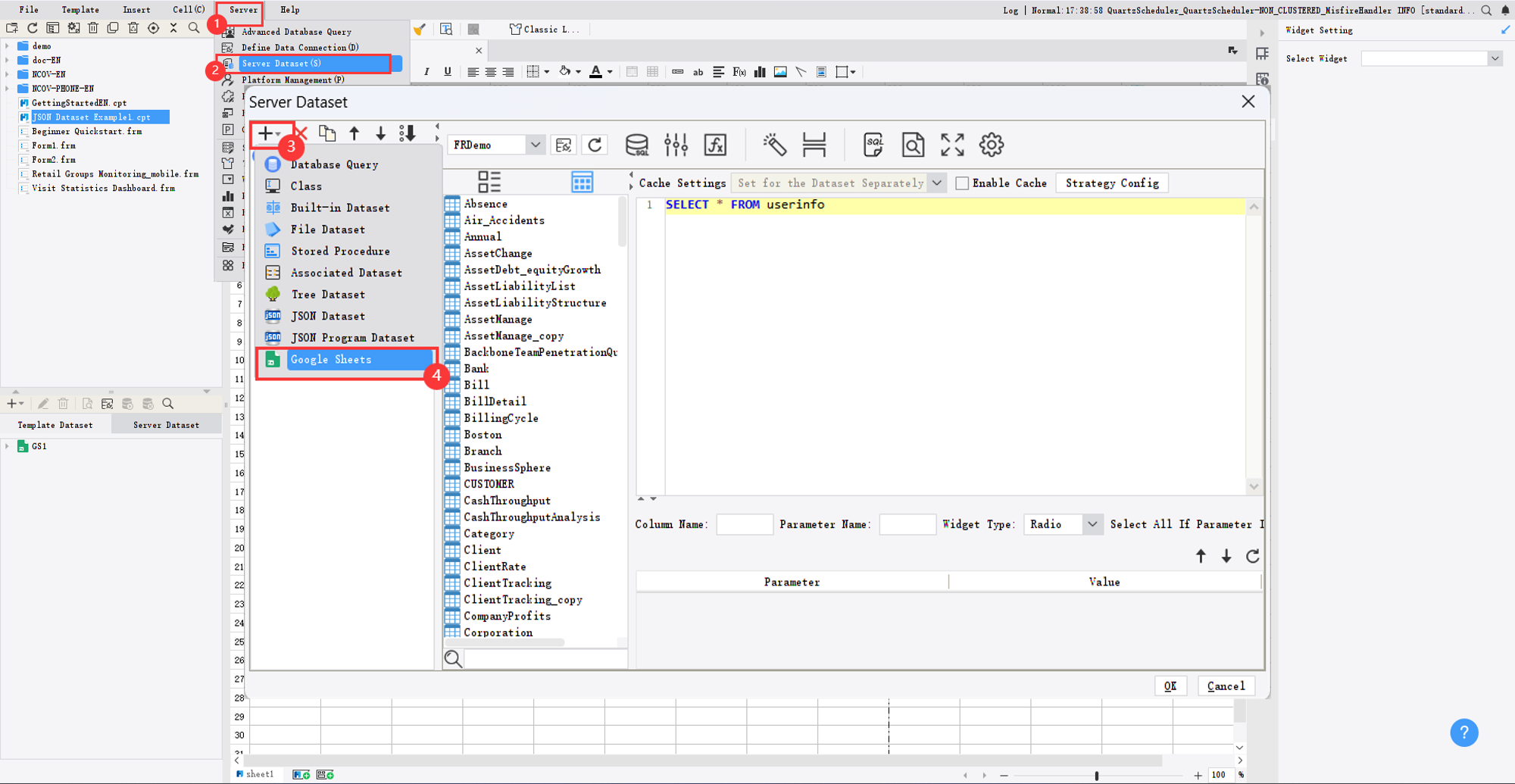 Data Connection to Google Sheets-FineReport Help Document