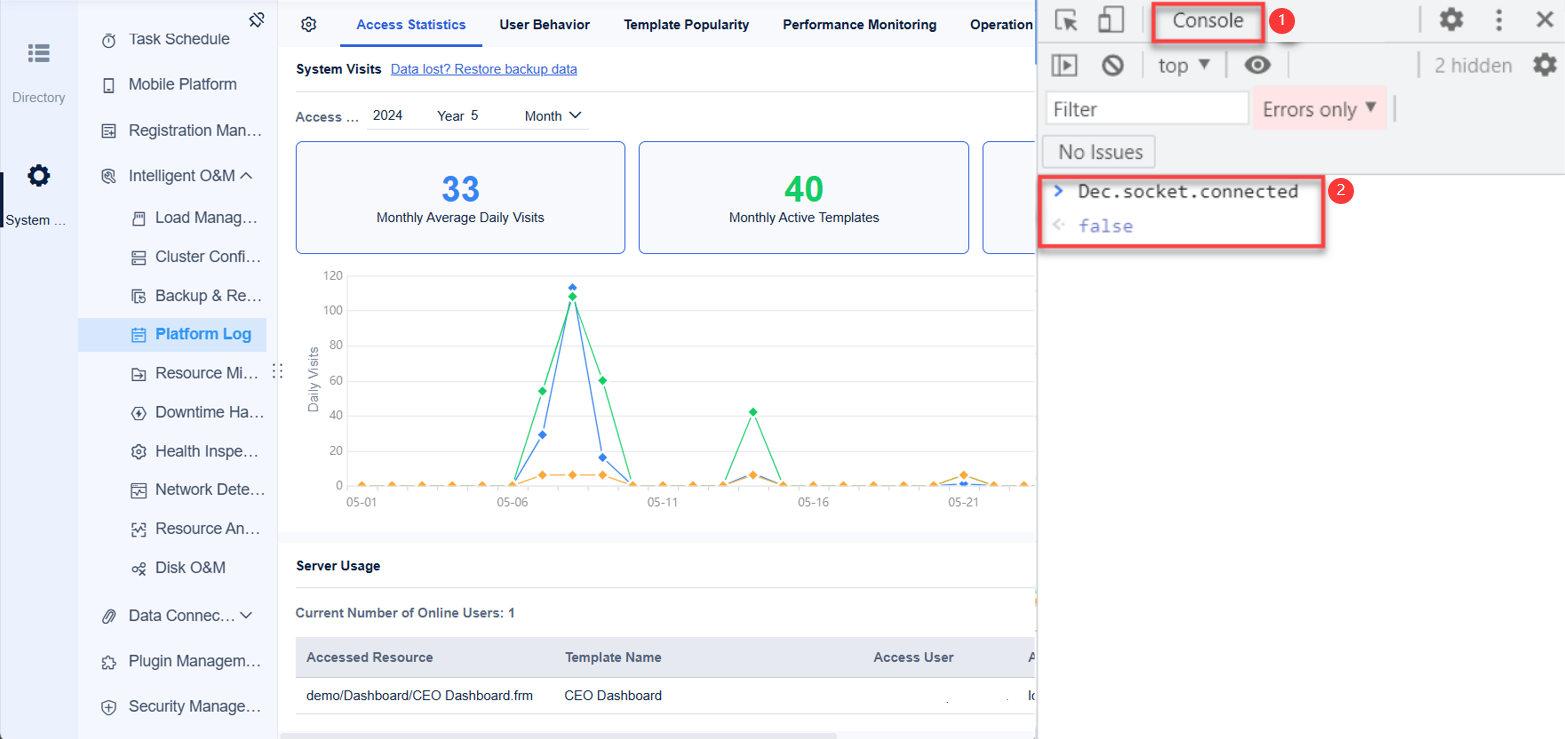 WebSocket Connection Failure-FineReport Help Document