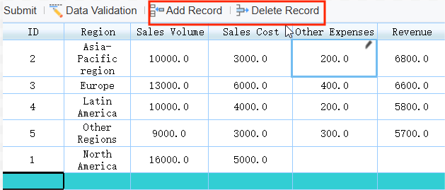 Row Insertion and Deletion-FineReport Help Document