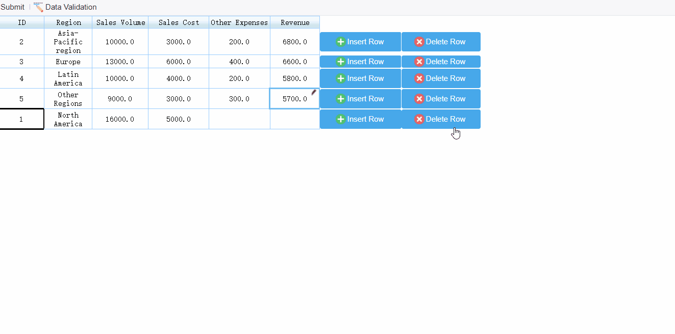 Row Insertion and Deletion-FineReport Help Document