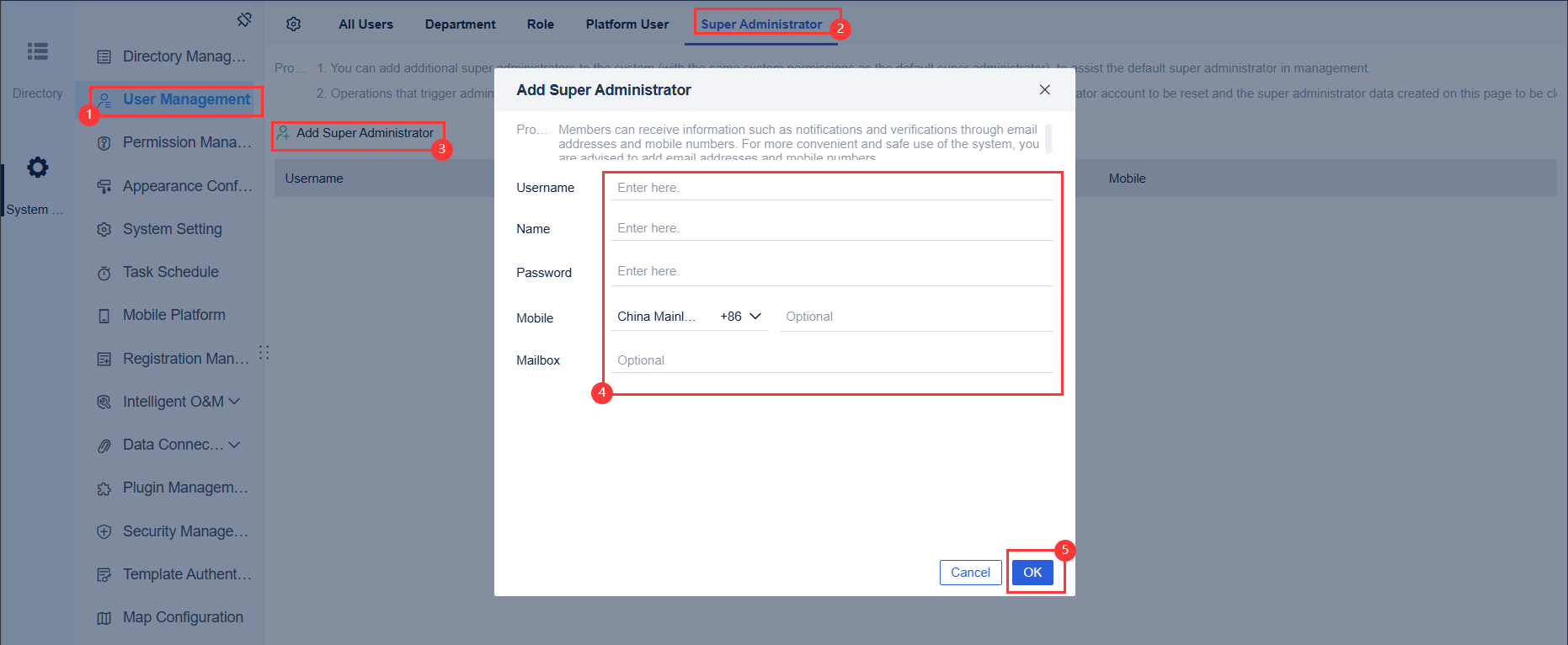 Super Administrator Adding-FineReport Help Document
