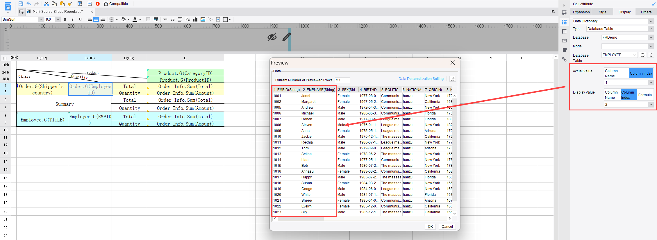 Multi-Source Sliced Report-FineReport Help Document