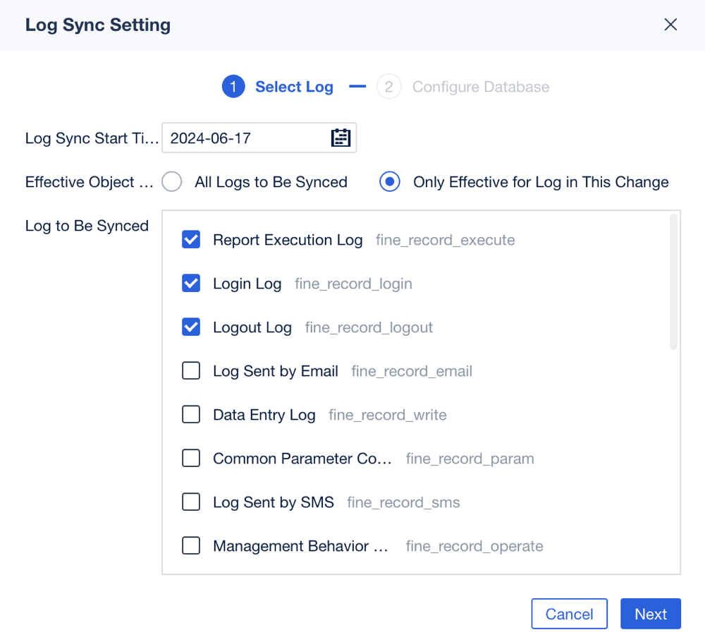 Syncing Platform Logs to Other Databases Plugin-FineReport Help Document