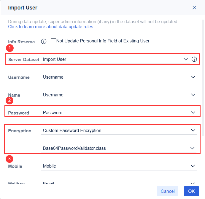 Password Encryption Setting for the Import User-FineReport Help Document