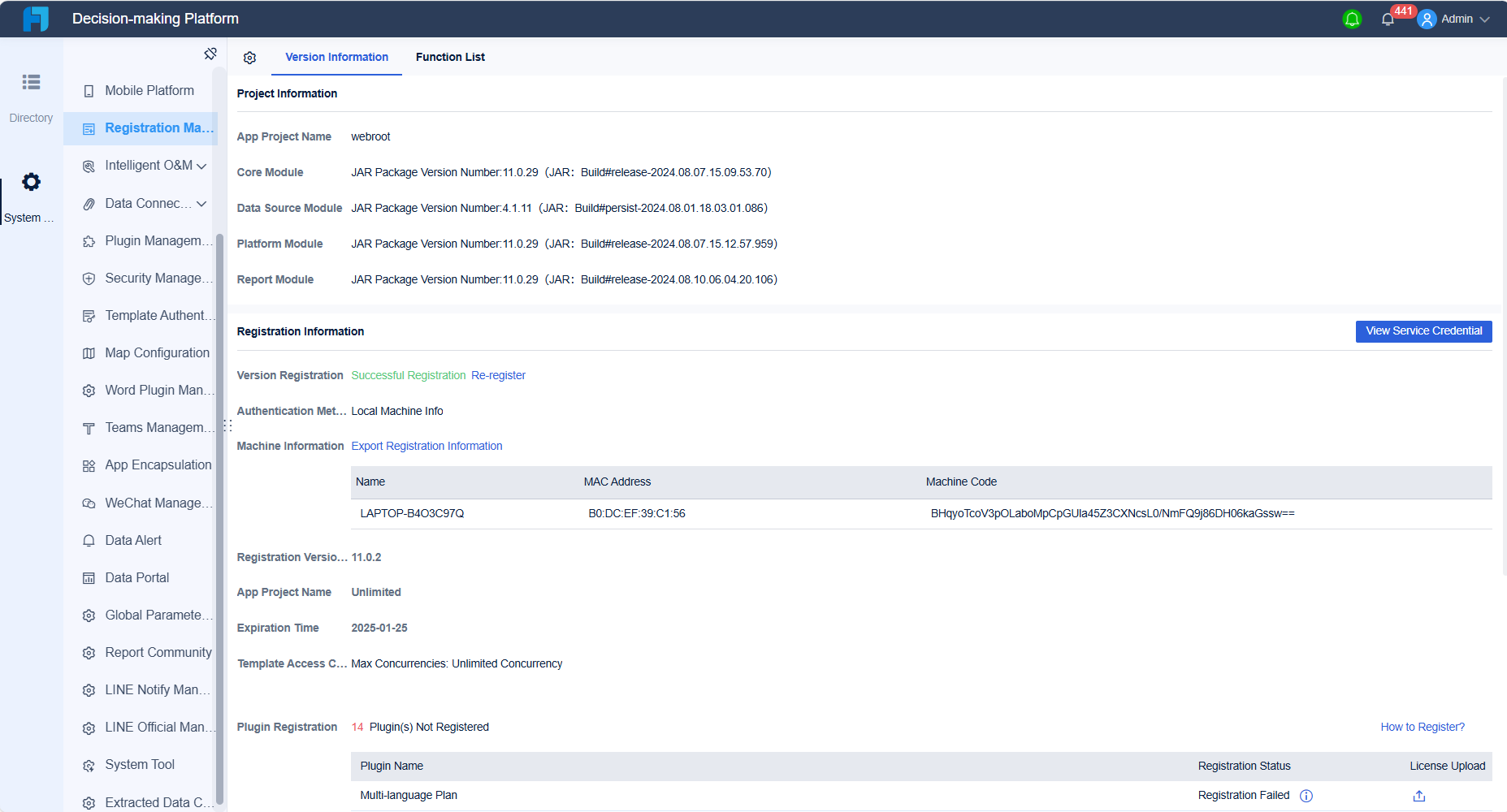 Registration Management-FineReport Help Document