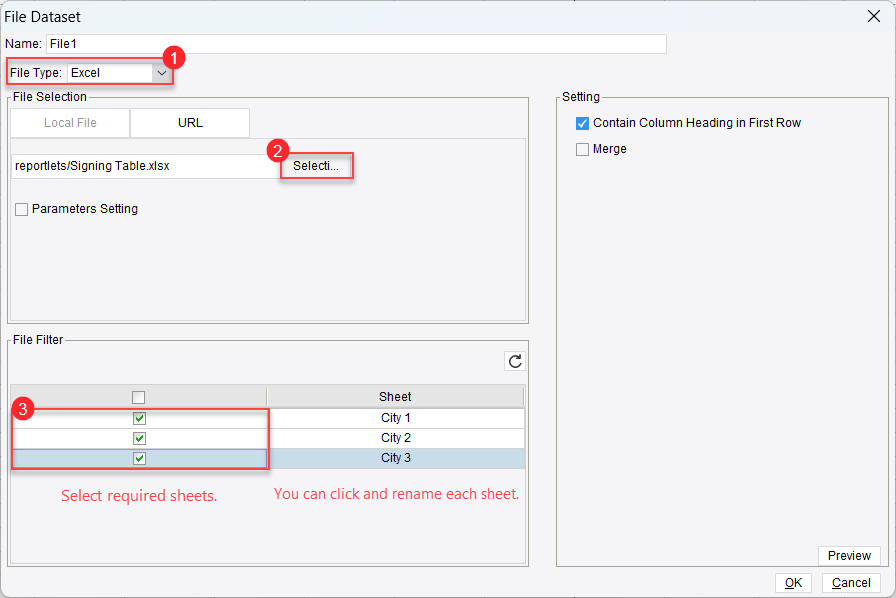 Excel Dataset (Multiple Sheets)-FineReport Help Document