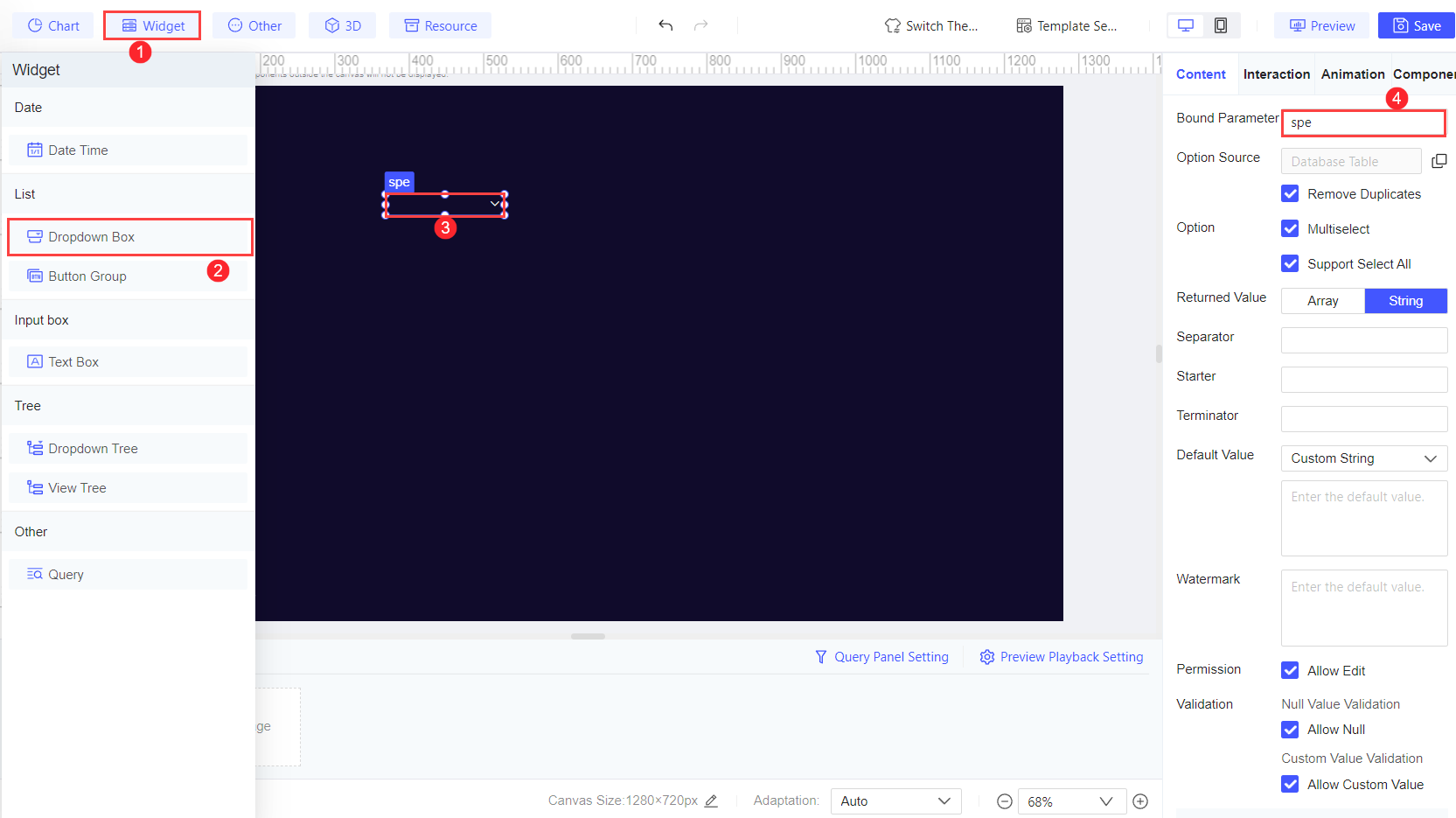 FVS Dropdown Box Widget-FineReport Help Document