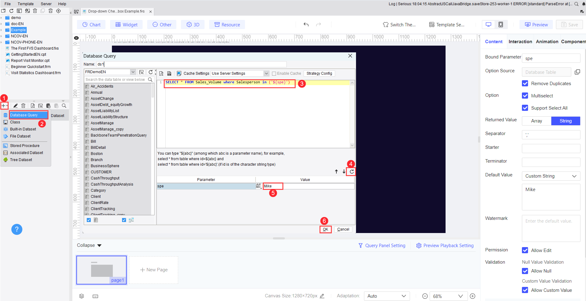 FVS Dropdown Box Widget-FineReport Help Document