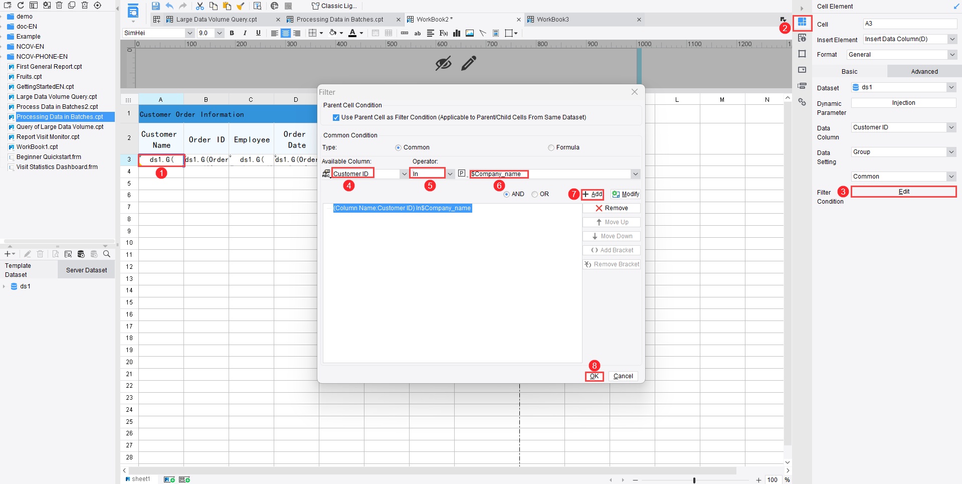 Custom Option Pop-up by JS-FineReport Help Document