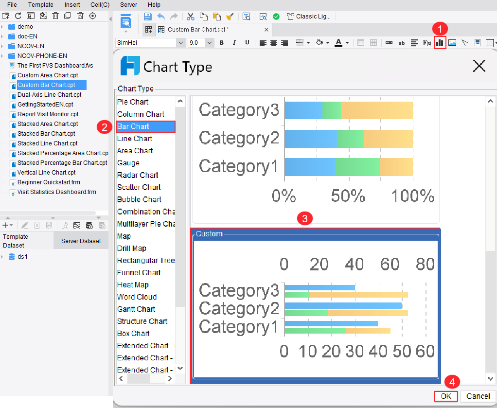 Custom Bar Chart-FineReport Help Document