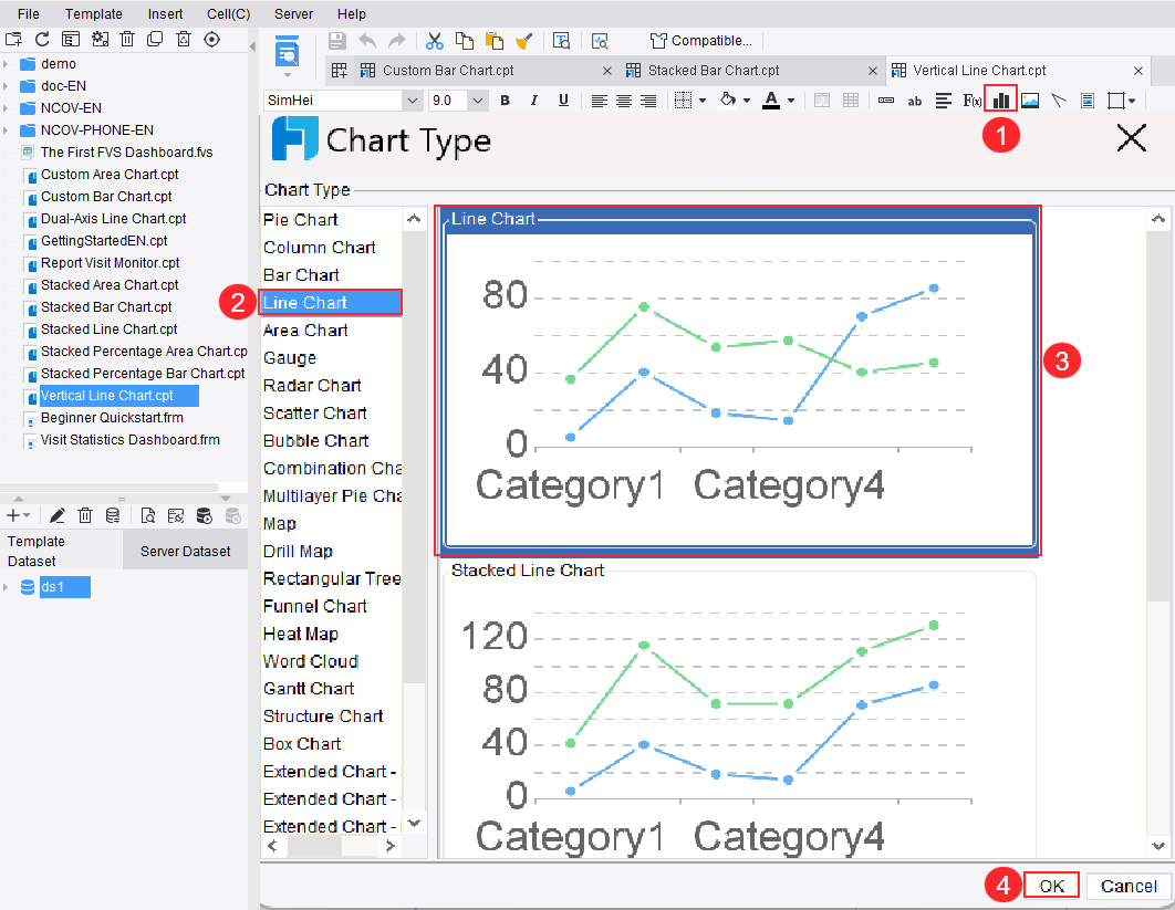 Vertical Line Chart-FineReport Help Document