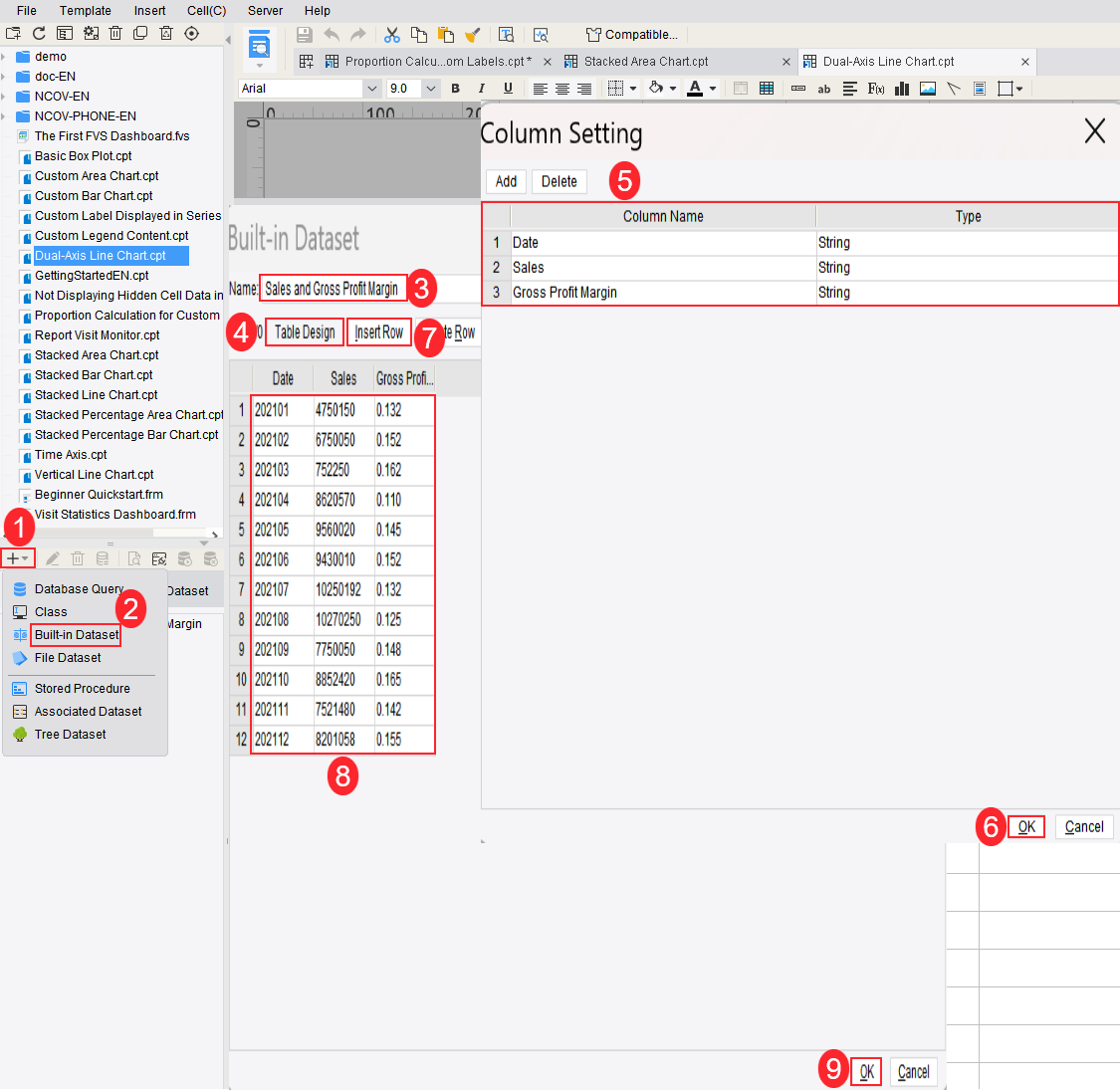 Custom Line Chart-FineReport Help Document