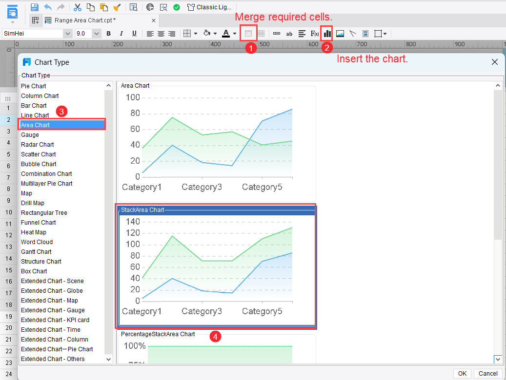 Range Area Chart-FineReport Help Document