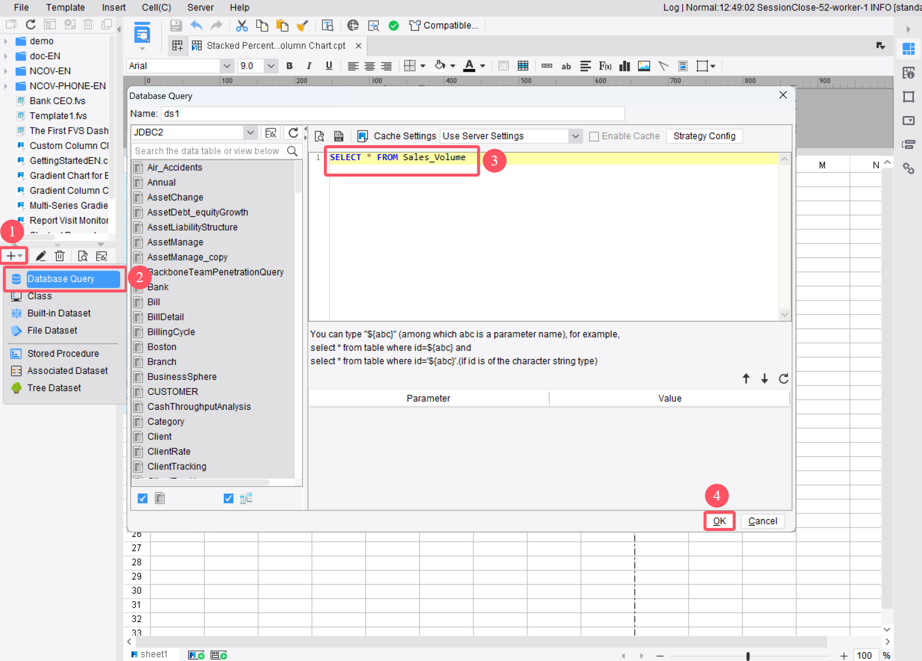 Stacked Percentage Column Chart-FineReport Help Document