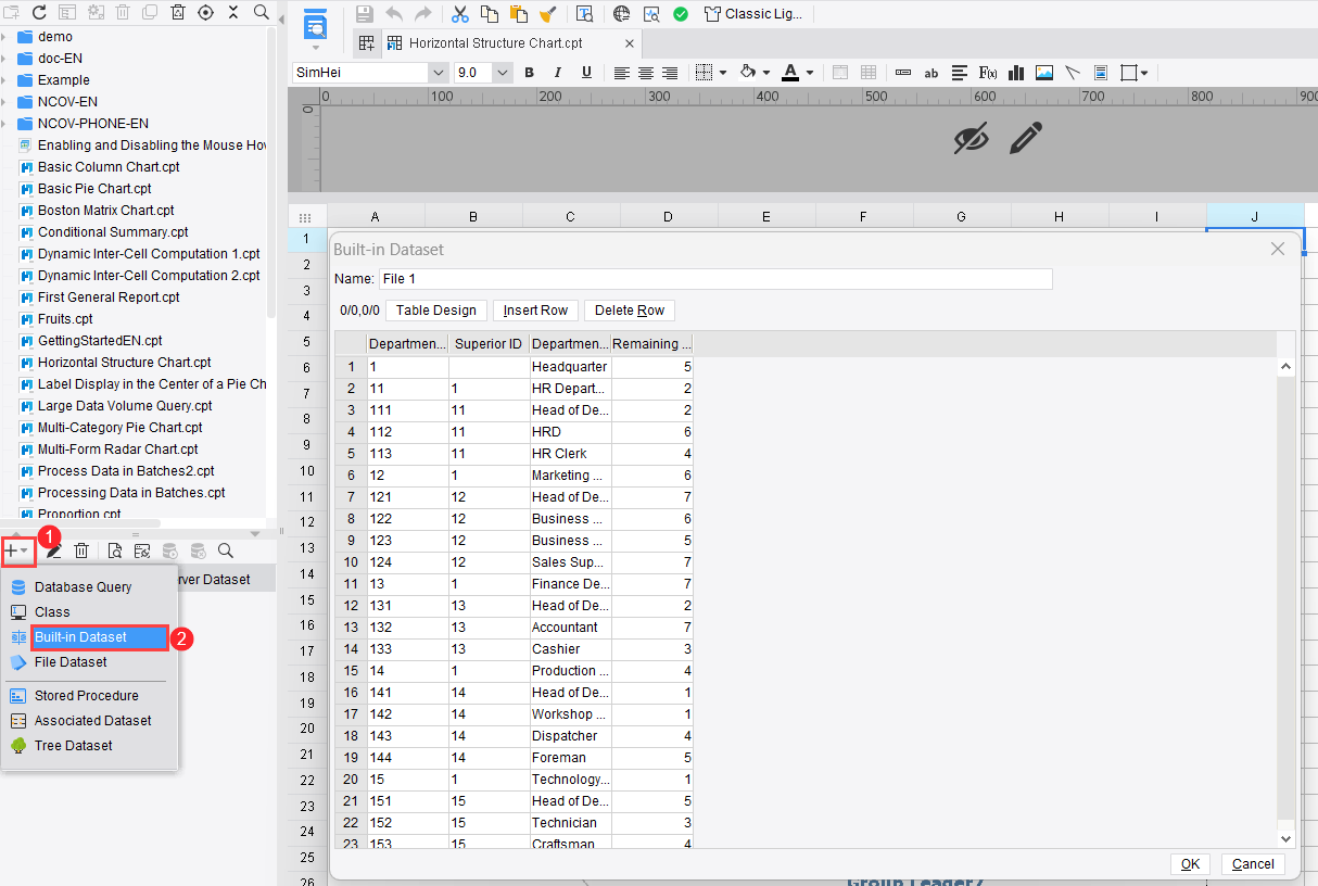Horizontal Structure Chart-FineReport Help Document