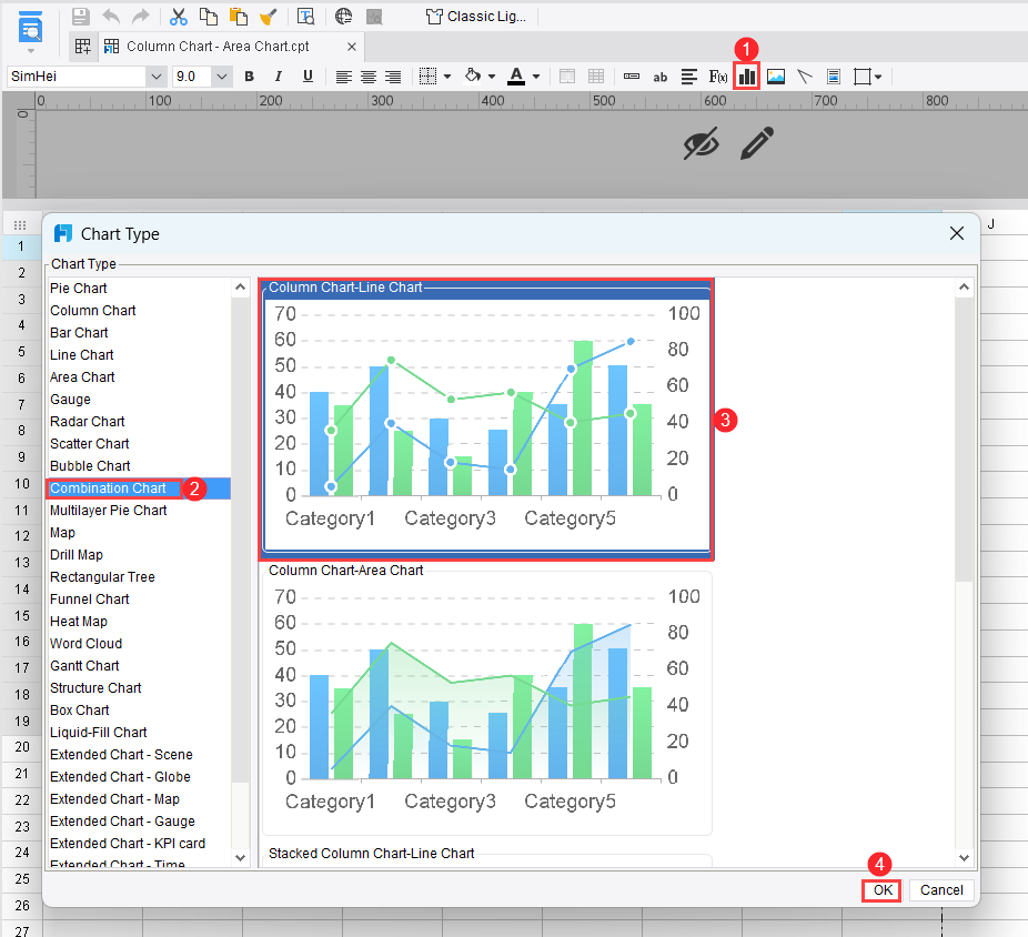 Column Chart - Area Chart-FineReport Help Document