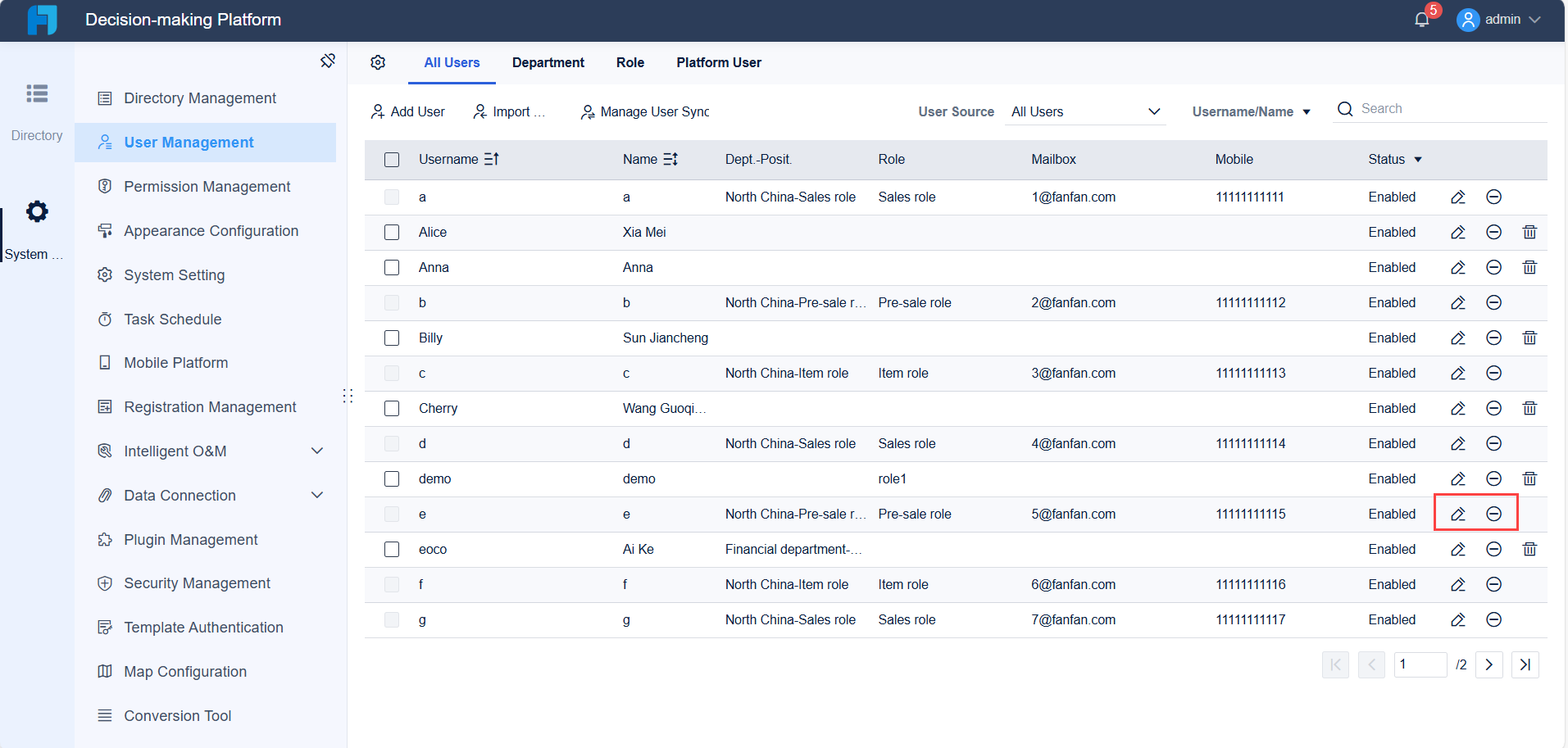 User Synchronization-FineReport Help Document