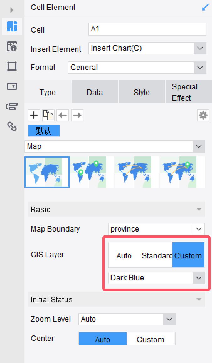 Transferred Parameters as Map Boundaries-FineReport Help Document