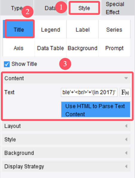 Line-Wrapping Display of Chart Titles/Axes/Labels-FineReport Help Document