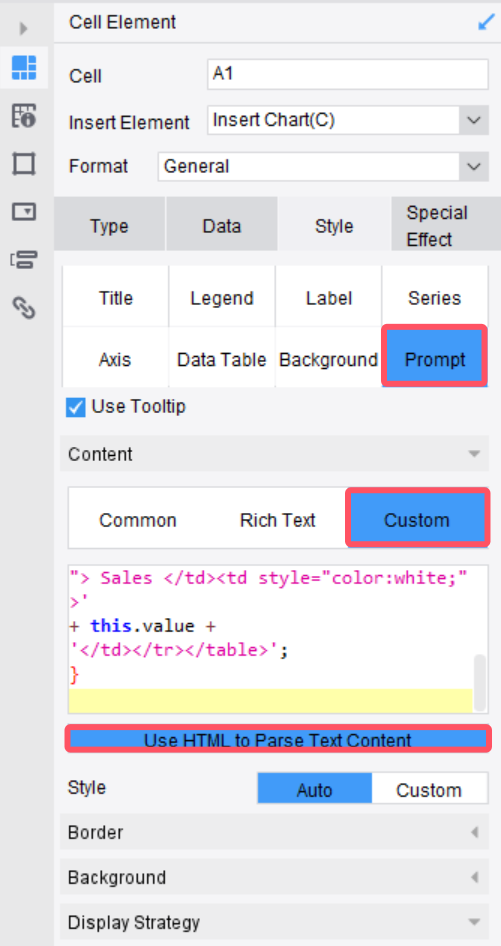 Custom Tooltip Style-FineReport Help Document
