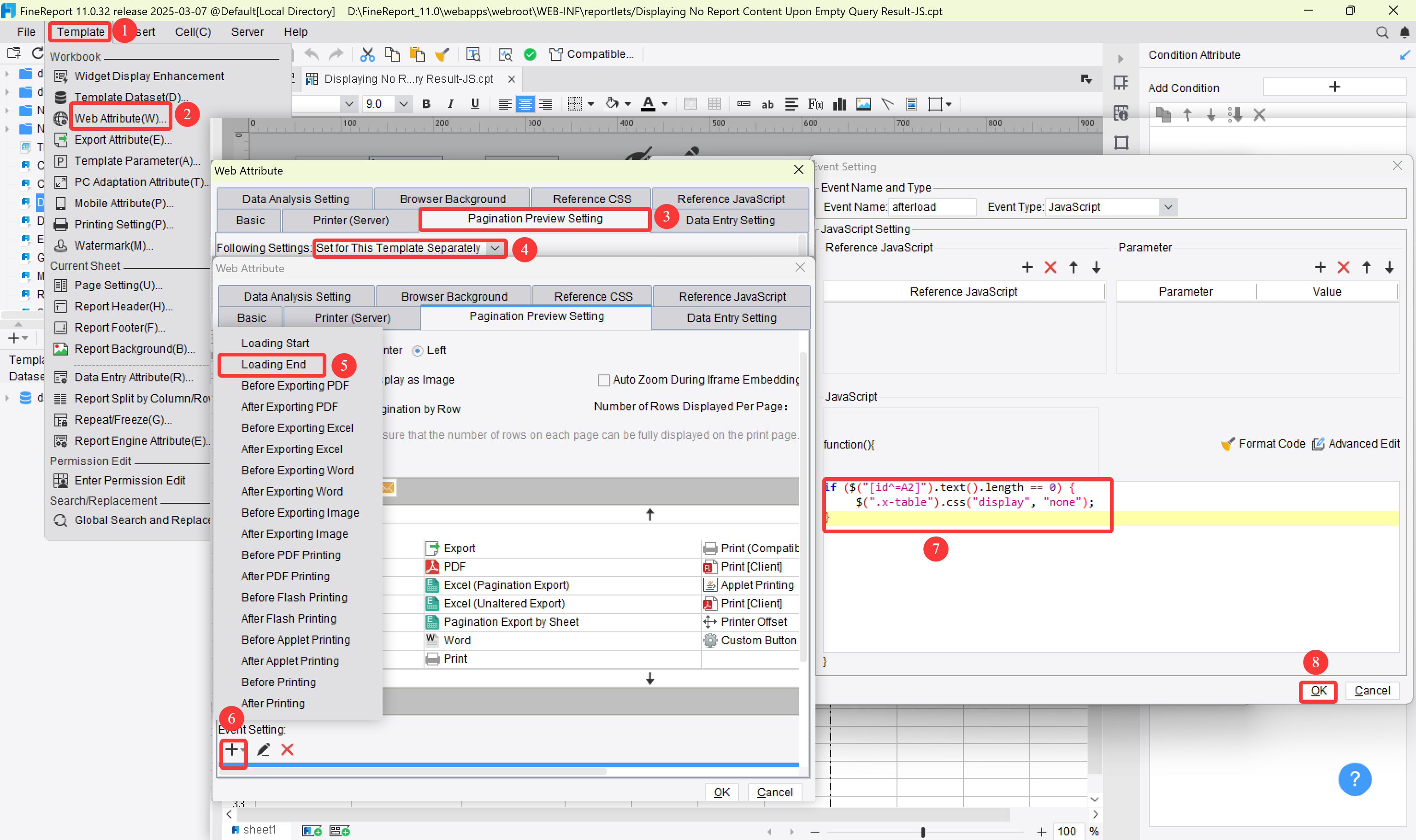 Displaying No Report Content Upon Empty Query Result-FineReport Help ...