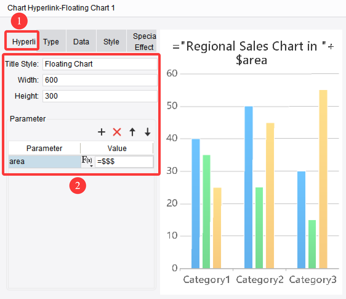 Chart Hyperlink-Floating Chart-FineReport Help Document