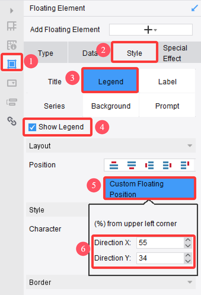 Custom Position of the Chart Title and Legend-FineReport Help Document
