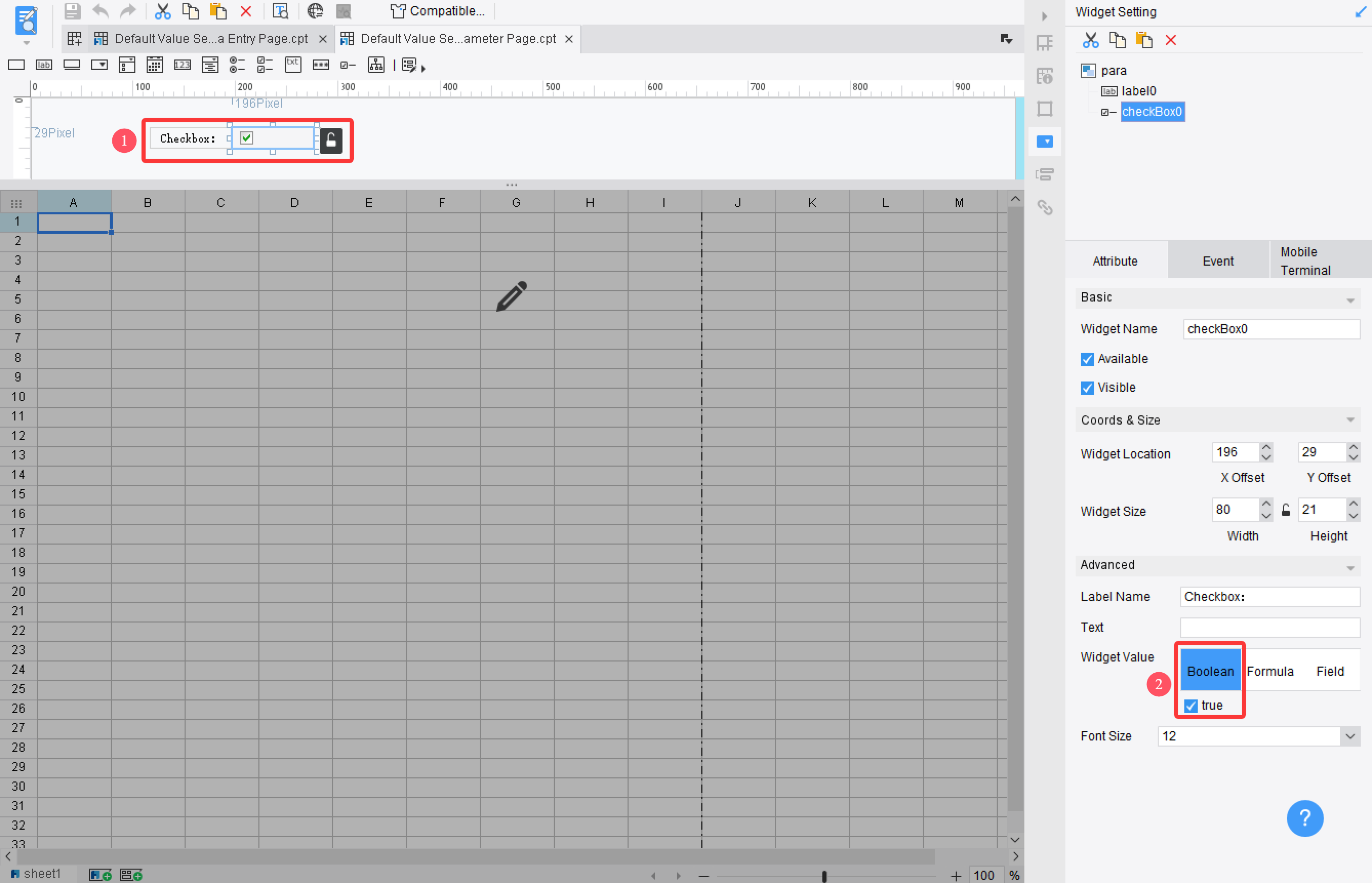 Default Value for Checkbox Widget and Checkbox Group Widget-FineReport Help Document