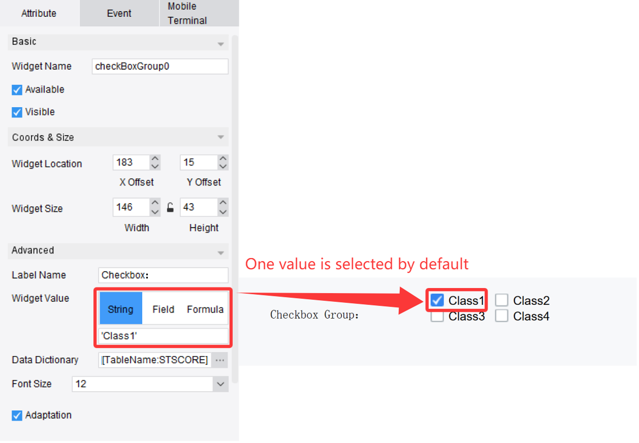 Default Value for Checkbox Widget and Checkbox Group Widget-FineReport Help Document