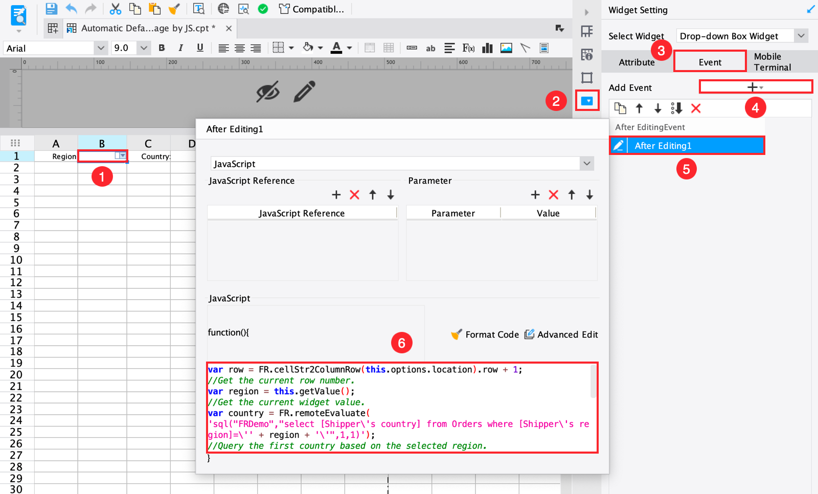 Automatic Default Value Through Data Entry Linkage by JS-FineReport Help Document