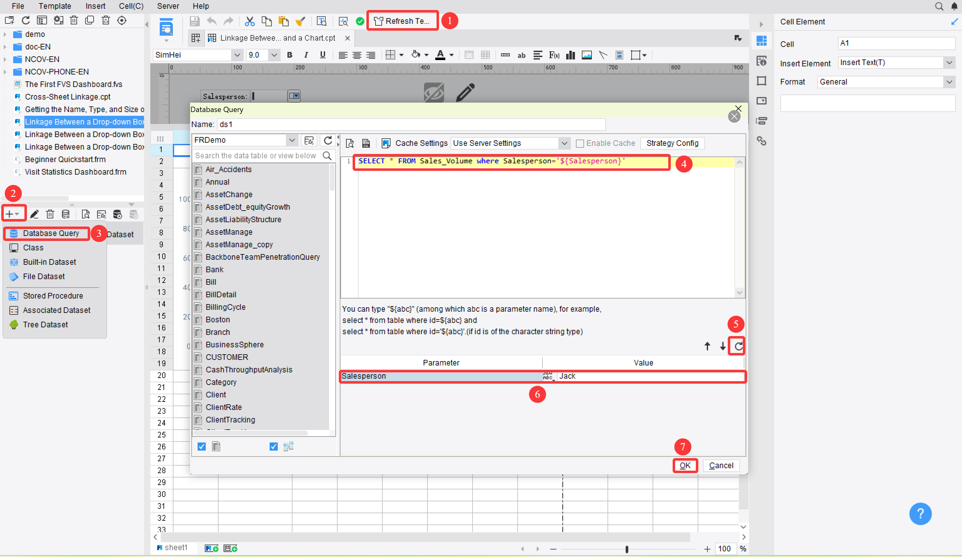 Linkage Between a Drop-down Box and a Chart-FineReport Help Document