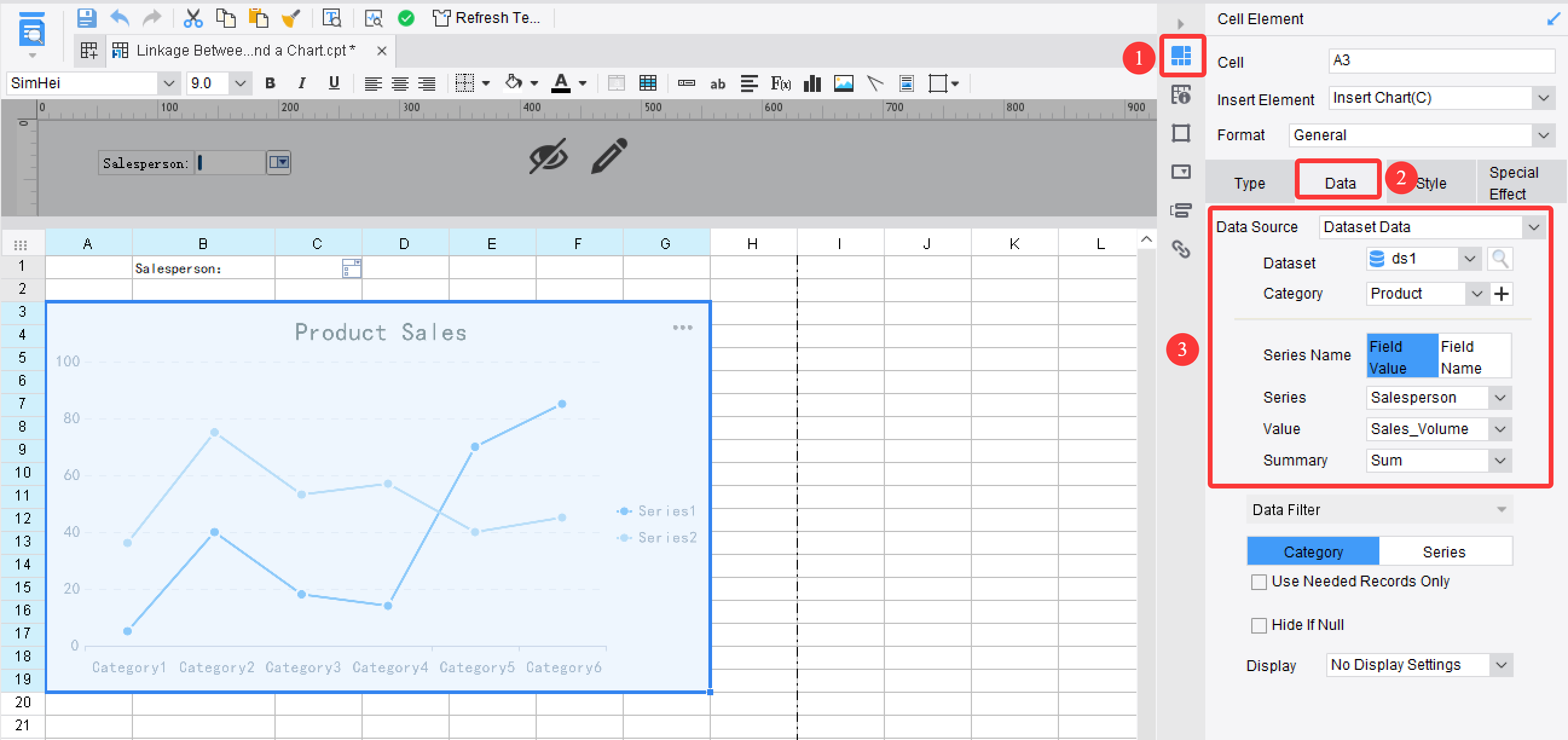 Linkage Between a Drop-down Box and a Chart-FineReport Help Document