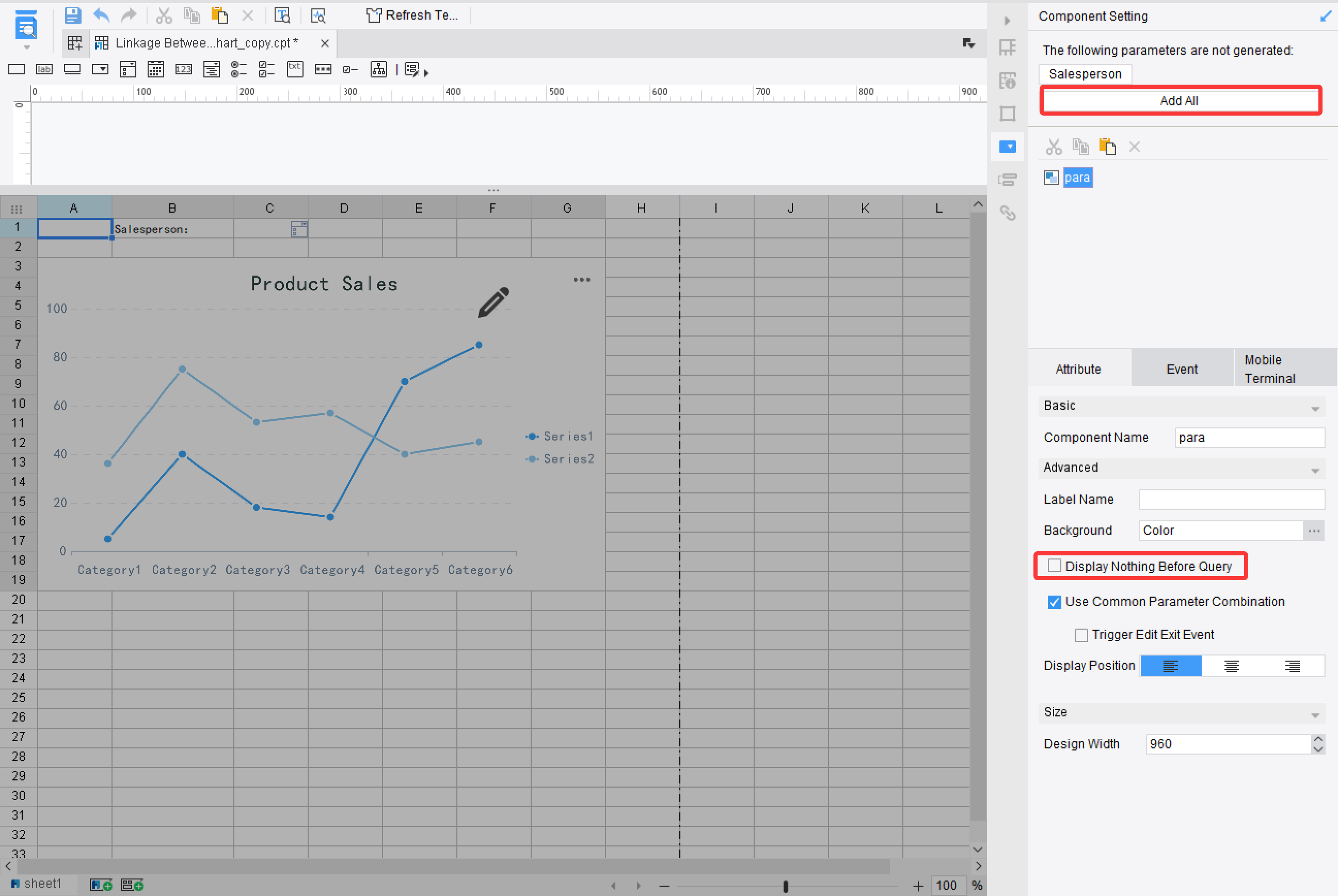 Linkage Between a Drop-down Box and a Chart-FineReport Help Document