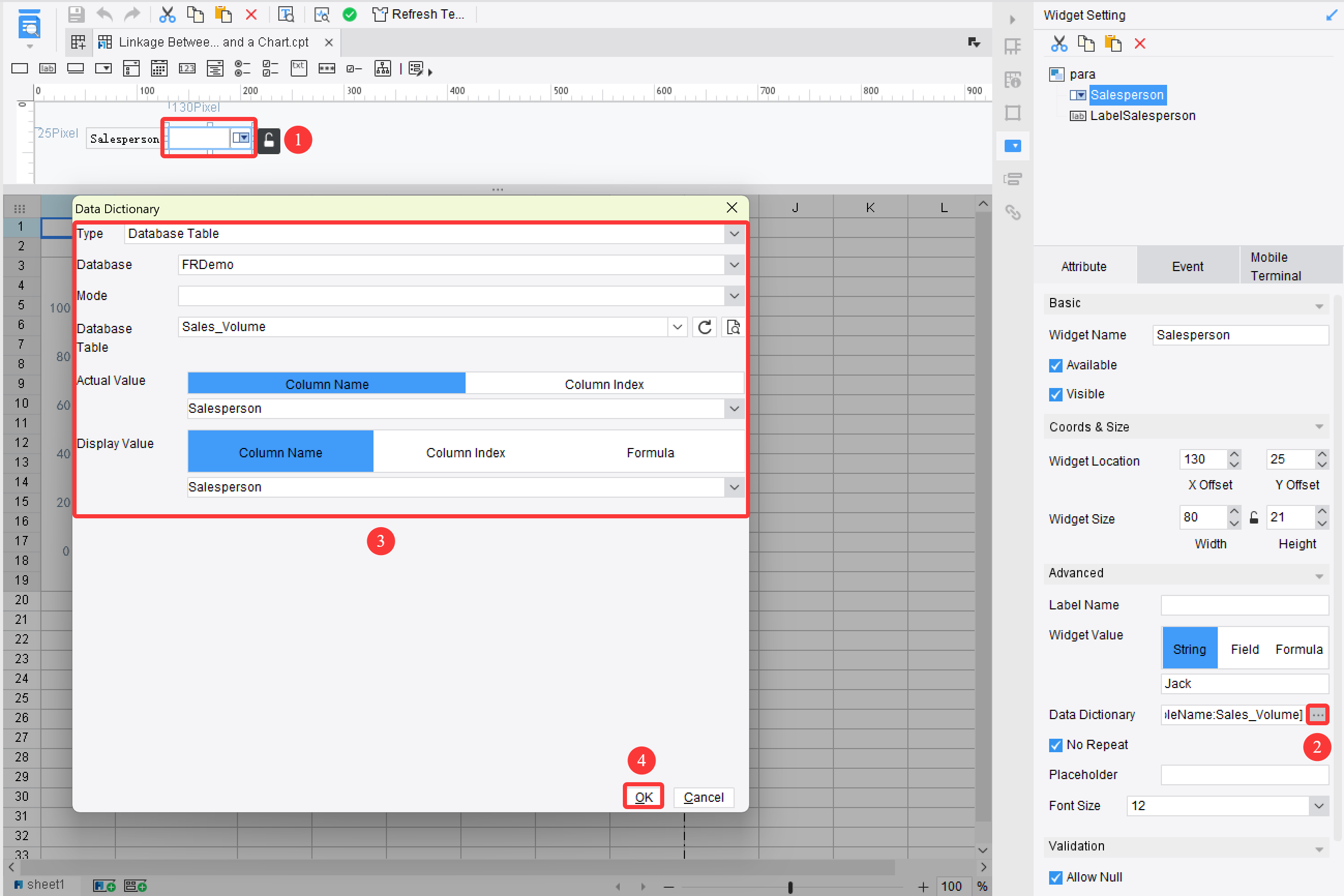 Linkage Between a Drop-down Box and a Chart-FineReport Help Document