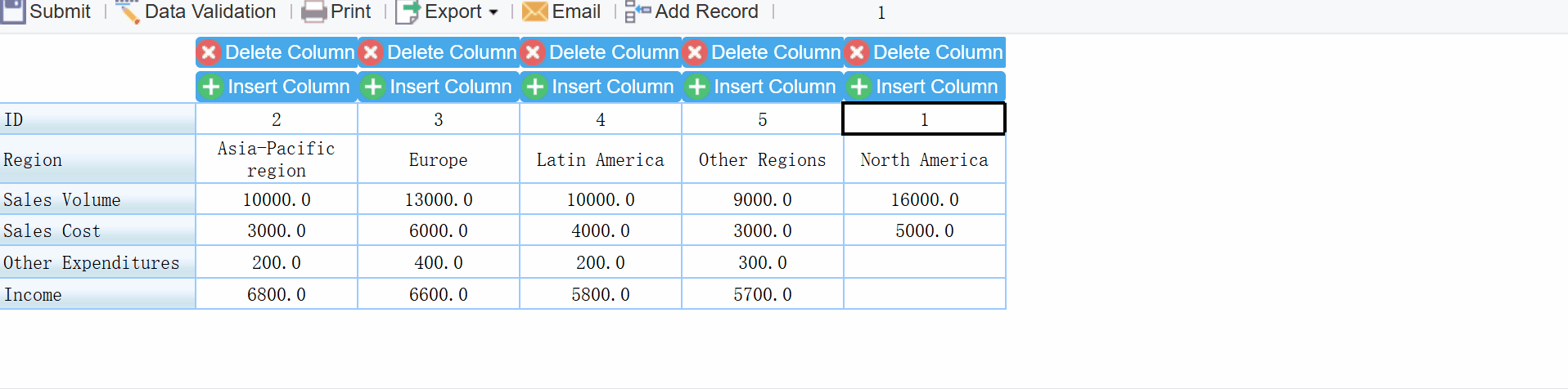 Custom Column Insertion or Deletion Button-FineReport Help Document