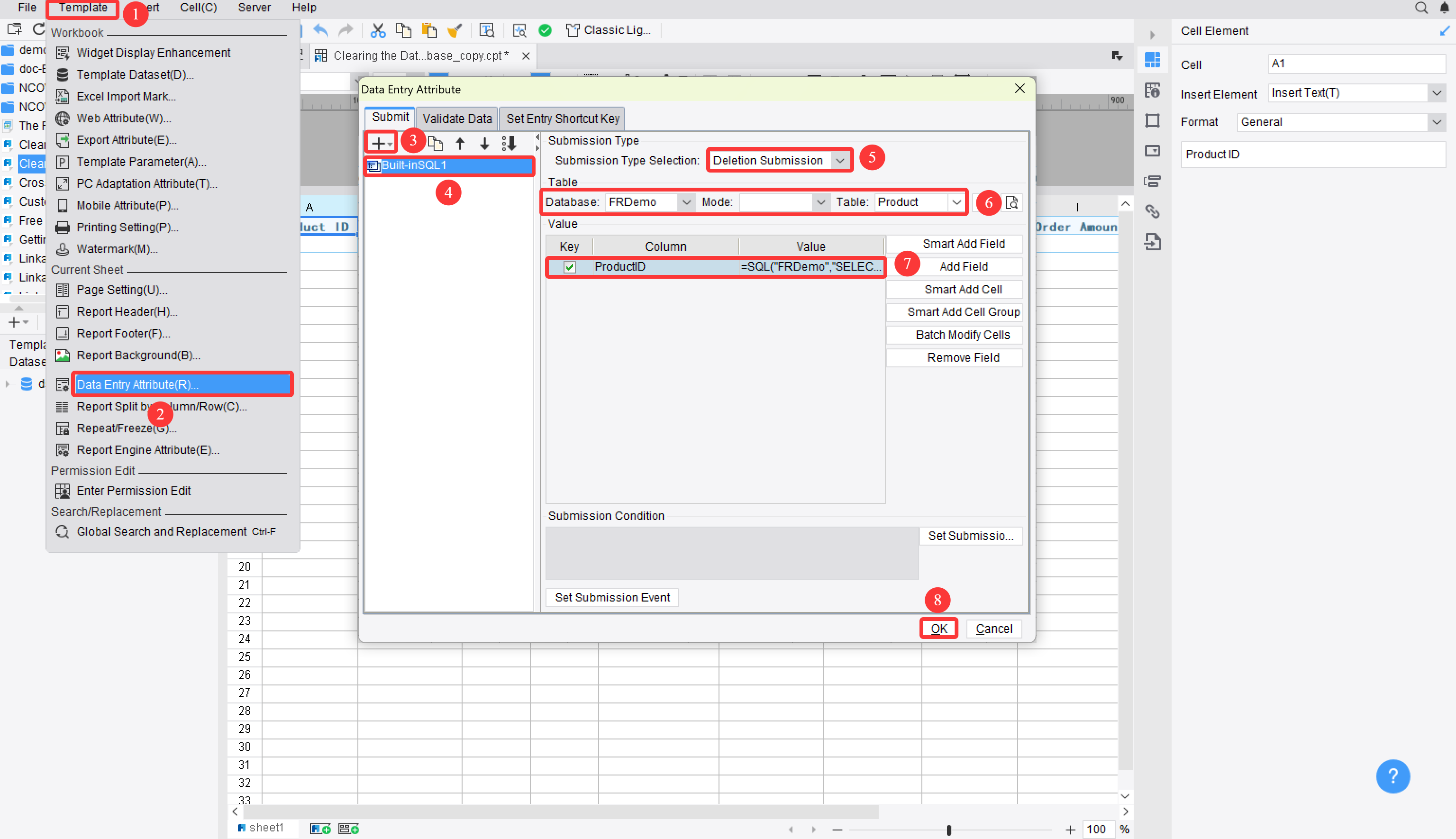 Clearing the Database Table Before Submitting Data to the Database-FineReport Help Document
