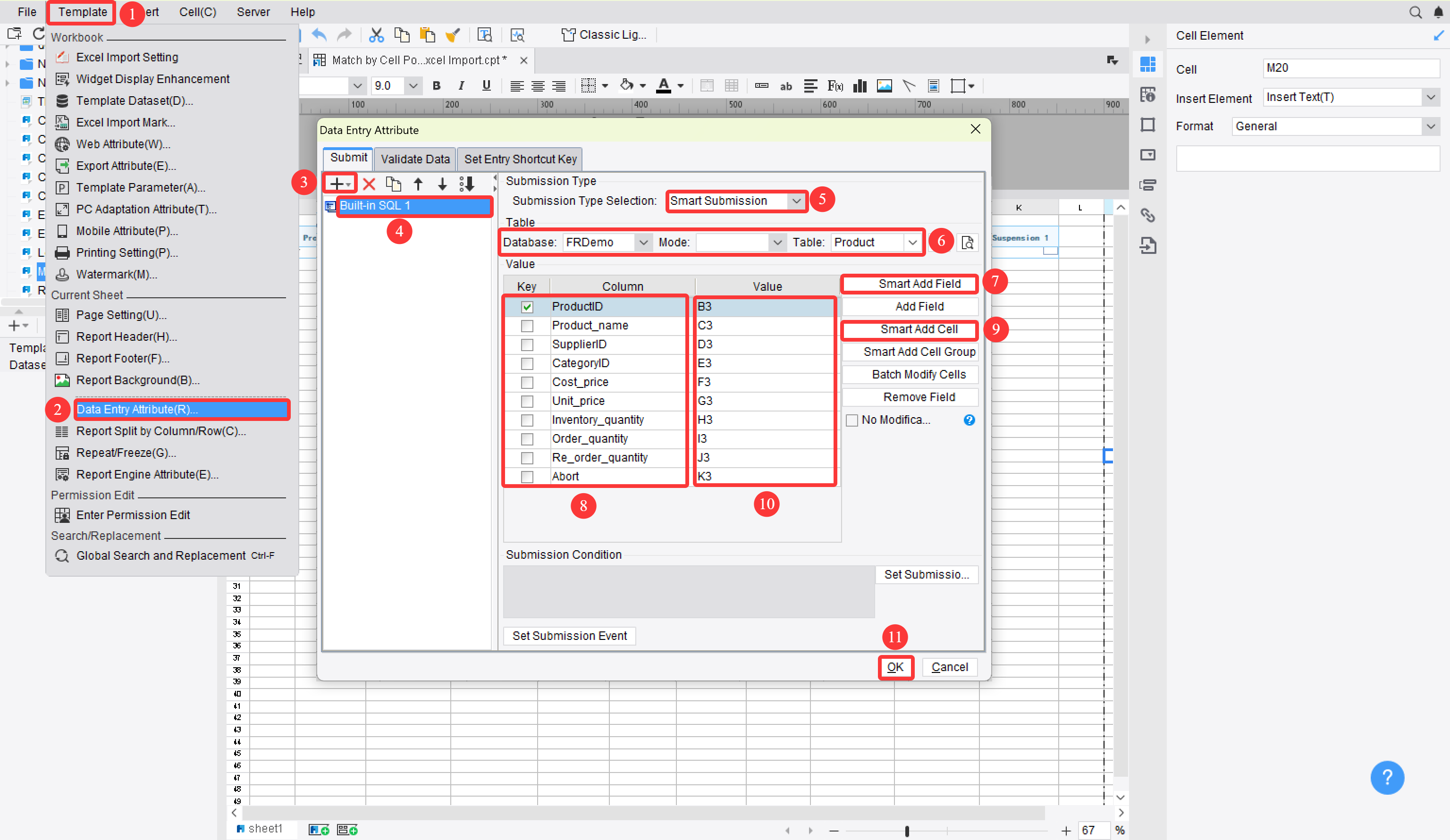 Data Matching by Cell Position During Excel Import-FineReport Help Document
