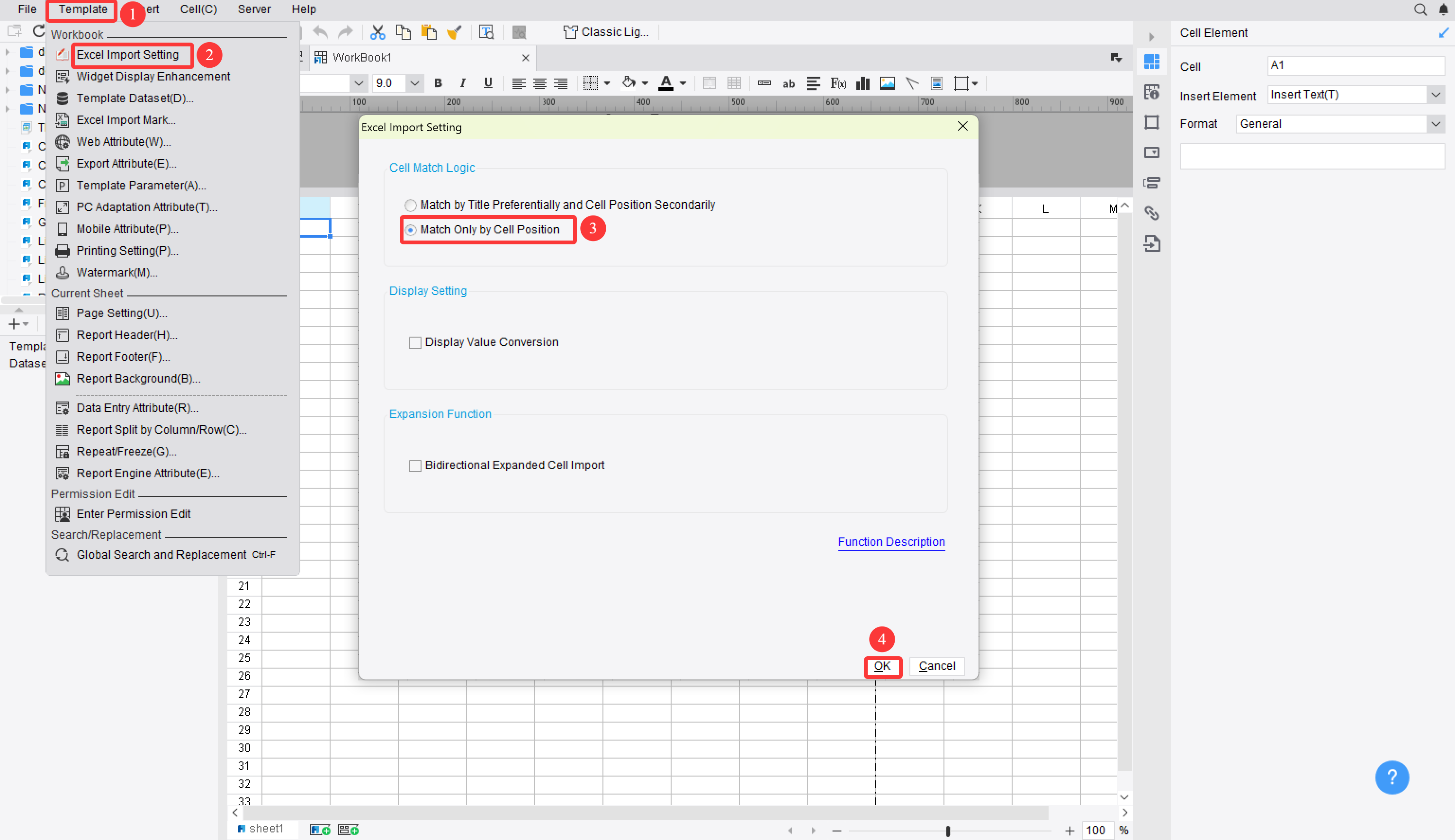 Data Matching by Cell Position During Excel Import-FineReport Help Document
