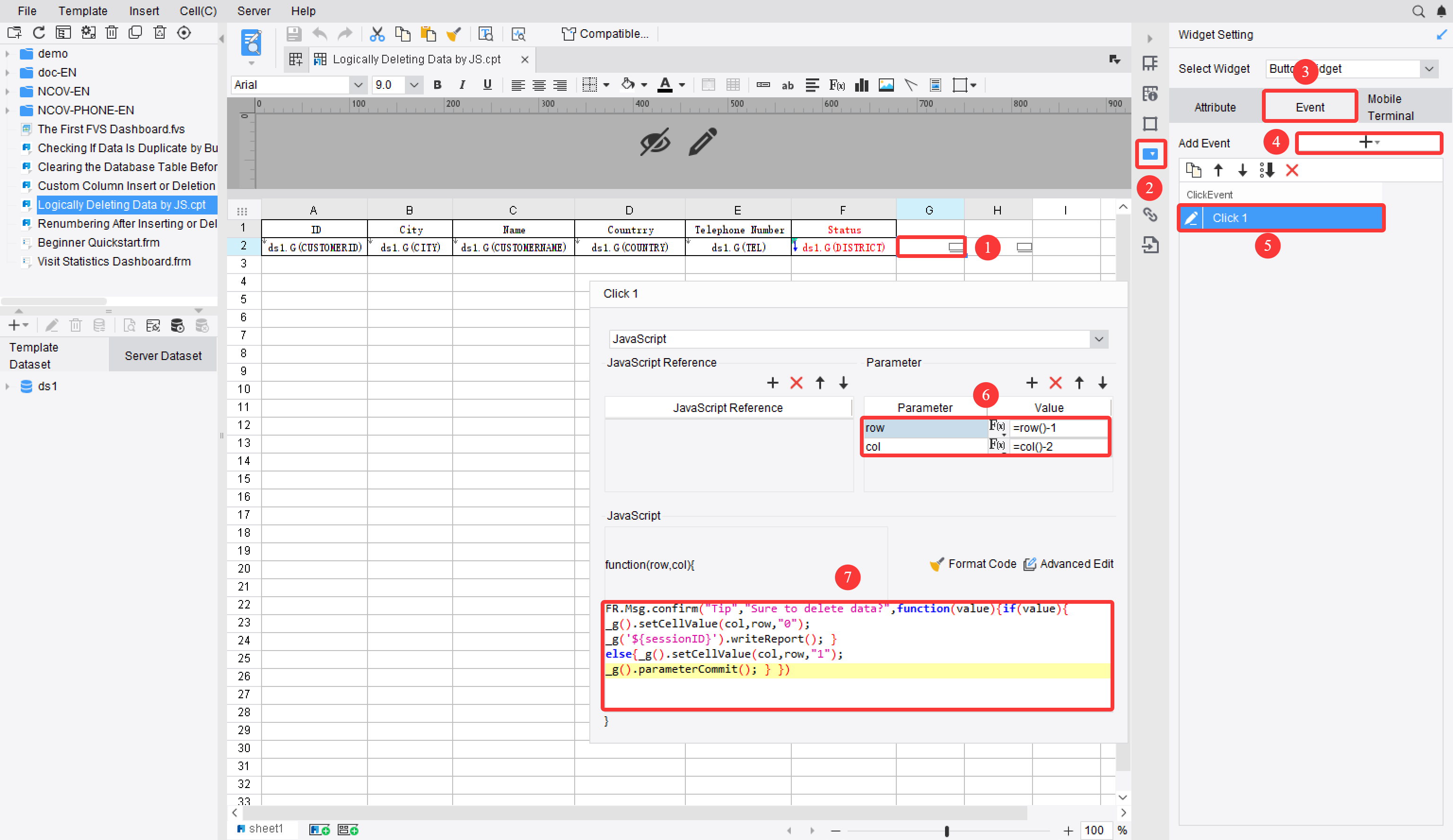 Logically Deleting Data by JS in the Data Entry Report-FineReport Help Document