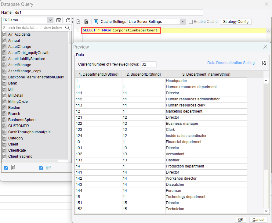 Returning Display Values in a Drop-down Tree in a Cell-FineReport Help Document