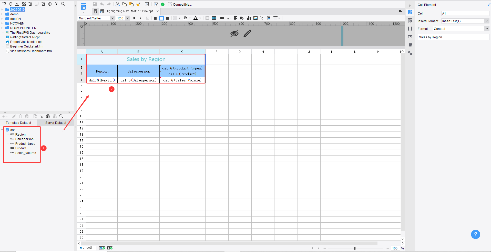 Highlighting Max and Min Values-FineReport Help Document