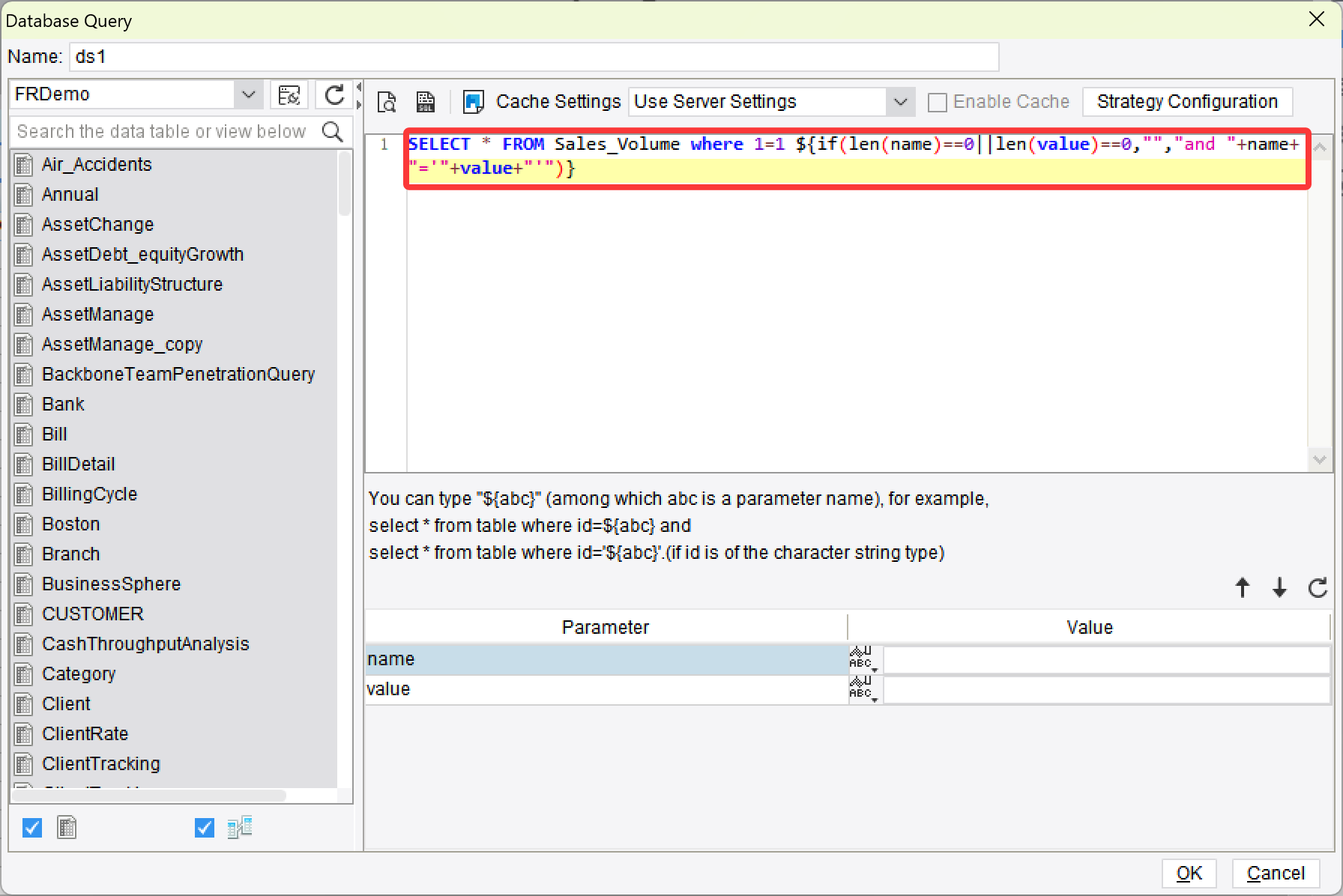 Dynamic Data Table and Dynamic Condition-FineReport Help Document